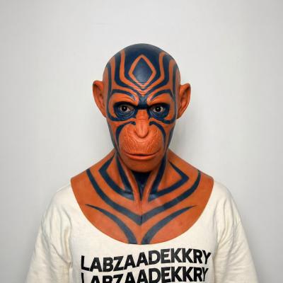 China Professional Hyper-Realistic Primate Silicone Full Head Mask Collection with Hand-Painted Tribal Markings, Cinematic Skin Texture for Theatrical Arts, Stage Performance for sale