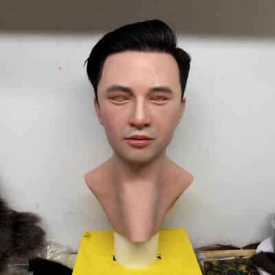 China High-Fidelity Male Silicone Full Head Mask with Realistic Skin Pigmentation, Anatomical Facial Details, Soft Texture and Artisan Grade Finish for Cinema, Stage Performance for sale