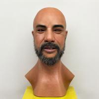 China Ultra-Realistic Male Silicone Mask with Hand-Punched Beard - Hyper-Lifelike Medical Grade Silicone Head Mask for Realistic Disguise, Professional Cosplay and Movie Prop Displays for sale