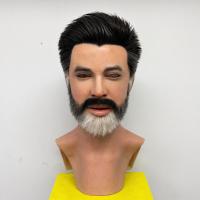 China Hyper-Realistic Male Silicone Mask with Hand-Punched Hair and Beard - Professional Medical Grade Lifelike Head Mask for Art Display, Cosplay, and Ultra-Realistic Disguise Solutions for sale