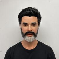 China Hyper-Realistic Male Silicone Mask with Hand-Punched Hair and Beard - Professional Medical Grade Lifelike Head Mask for Art Display, Cosplay, and Ultra-Realistic Disguise Solutions for sale