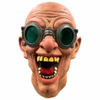 China Horrific Laughing Latex Full-Face Mask Featuring Exaggerated Wrinkles, Green Goggles, and Realistic Textures, Perfect for Cosplay, Costume Parties, and Theatrical Use for sale
