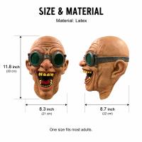 China Horrific Laughing Latex Full-Face Mask Featuring Exaggerated Wrinkles, Green Goggles, and Realistic Textures, Perfect for Cosplay, Costume Parties, and Theatrical Use for sale