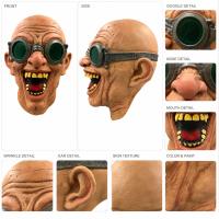 China Horrific Laughing Latex Full-Face Mask Featuring Exaggerated Wrinkles, Green Goggles, and Realistic Textures, Perfect for Cosplay, Costume Parties, and Theatrical Use for sale
