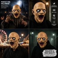 China Terrifying Screaming Latex Full-Face Mask Featuring Exaggerated Wrinkles and Dramatic Expression, Perfect for Cosplay, Halloween, Costume Parties, and Theatrical Use for sale
