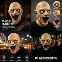 China Terrifying Screaming Latex Full-Face Mask Featuring Exaggerated Wrinkles and Dramatic Expression, Perfect for Cosplay, Halloween, Costume Parties, and Theatrical Use for sale