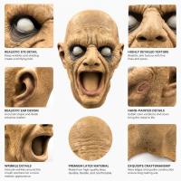 China Terrifying Screaming Latex Full-Face Mask Featuring Exaggerated Wrinkles and Dramatic Expression, Perfect for Cosplay, Halloween, Costume Parties, and Theatrical Use for sale