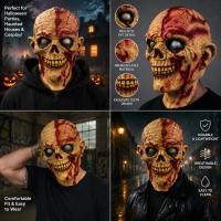 China Realistic Zombie Full-Face Latex Mask with Decayed Skin, Yellow Teeth, and Horror Detailing for Halloween, Cosplay, Party, or Themed Events for sale