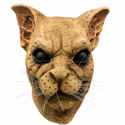 China Realistic Cat Full-Face Latex Mask with Whiskers, Detailed Textures, and Lifelike Features for Halloween, Cosplay, Costume Parties, and Themed Events for sale