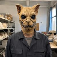 China Realistic Cat Full-Face Latex Mask with Whiskers, Detailed Textures, and Lifelike Features for Halloween, Cosplay, Costume Parties, and Themed Events for sale