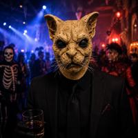 China Realistic Cat Full-Face Latex Mask with Whiskers, Detailed Textures, and Lifelike Features for Halloween, Cosplay, Costume Parties, and Themed Events for sale