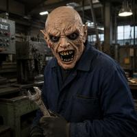China Realistic Horror Full-Face Latex Mask with Sharp Teeth, Lifelike Textures, Open Mouth Expression, Perfect for Halloween, Cosplay, Costume Events, and Themed Parties for sale
