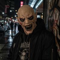 China Realistic Horror Full-Face Latex Mask with Sharp Teeth, Lifelike Textures, Open Mouth Expression, Perfect for Halloween, Cosplay, Costume Events, and Themed Parties for sale