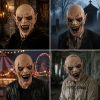 China Realistic Horror Full-Face Latex Mask with Sharp Teeth, Lifelike Textures, Open Mouth Expression, Perfect for Halloween, Cosplay, Costume Events, and Themed Parties for sale