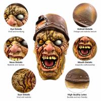 China Realistic Horror Warrior Full-Face Latex Mask with Lifelike Textures, Open Mouth, and Scars for Halloween, Cosplay, and Themed Events for sale