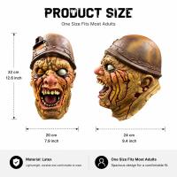 China Realistic Horror Warrior Full-Face Latex Mask with Lifelike Textures, Open Mouth, and Scars for Halloween, Cosplay, and Themed Events for sale