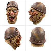China Realistic Horror Warrior Full-Face Latex Mask with Lifelike Textures, Open Mouth, and Scars for Halloween, Cosplay, and Themed Events for sale