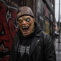China Realistic Horror Warrior Full-Face Latex Mask with Lifelike Textures, Open Mouth, and Scars for Halloween, Cosplay, and Themed Events for sale