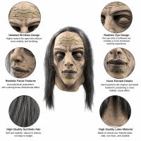 China Realistic Cracked Zombie Full-Face Latex Mask with Long Hair, Lifelike Cracks, and Horror Detailing for Halloween, Cosplay, Costume Parties, and Themed Events for sale