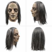China Realistic Cracked Zombie Full-Face Latex Mask with Long Hair, Lifelike Cracks, and Horror Detailing for Halloween, Cosplay, Costume Parties, and Themed Events for sale