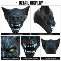 China Scary Black Bat Latex Full Face Mask, Horror Cosplay Accessory for Halloween Party, Adult Costume, Realistic Creature Mask with Glowing Eyes and Detailed Texture for sale