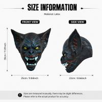 China Scary Black Bat Latex Full Face Mask, Horror Cosplay Accessory for Halloween Party, Adult Costume, Realistic Creature Mask with Glowing Eyes and Detailed Texture for sale