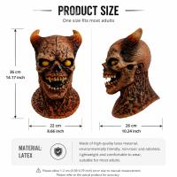 China Scary Devil Skull Latex Full Face Mask, Horror Halloween Cosplay Accessory for Adults, Realistic Demon Costume Mask with Horns and Detailed Texture for sale