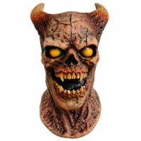 China Scary Devil Skull Latex Full Face Mask, Horror Halloween Cosplay Accessory for Adults, Realistic Demon Costume Mask with Horns and Detailed Texture for sale