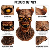 China Scary Devil Skull Latex Full Face Mask, Horror Halloween Cosplay Accessory for Adults, Realistic Demon Costume Mask with Horns and Detailed Texture for sale