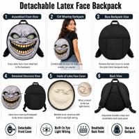 China Creepy Monster Face LED Backpack with Glowing Red Eyes, Realistic Cracked Stone Texture, Circular Halloween Cosplay Bag for Party, Trick-or-Treat, and Scary Costume Fans for sale