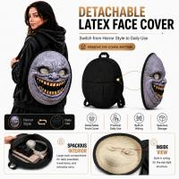 China Creepy Monster Face LED Backpack with Glowing Red Eyes, Realistic Cracked Stone Texture, Circular Halloween Cosplay Bag for Party, Trick-or-Treat, and Scary Costume Fans for sale