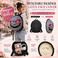 China Creepy Monster Face LED Backpack with Glowing Red Eyes, Realistic Cracked Stone Texture, Circular Halloween Cosplay Bag for Party, Trick-or-Treat, and Scary Costume Fans for sale