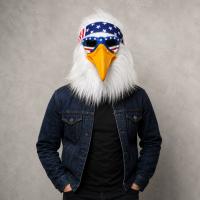China Realistic Full-Head Eagle Latex Mask with American Flag Headband, Perfect for Parties, Cosplay, Halloween, Costume Events, Festivals, Patriotic Celebrations, and Fun Dress-Up Occasions for sale