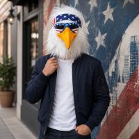 China Realistic Full-Head Eagle Latex Mask with American Flag Headband, Perfect for Parties, Cosplay, Halloween, Costume Events, Festivals, Patriotic Celebrations, and Fun Dress-Up Occasions for sale