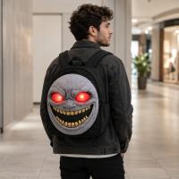China Horror Ghost Face Backpack with Detachable Latex Panel, LED Glowing Eyes, Adjustable Straps for Halloween Party Cosplay Travel for sale