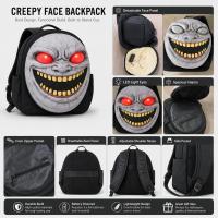 China Horror Ghost Face Backpack with Detachable Latex Panel, LED Glowing Eyes, Adjustable Straps for Halloween Party Cosplay Travel for sale