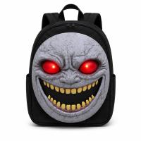China Horror Ghost Face Backpack with Detachable Latex Panel, LED Glowing Eyes, Adjustable Straps for Halloween Party Cosplay Travel for sale