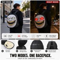 China Horror Ghost Face Backpack with Detachable Latex Panel, LED Glowing Eyes, Adjustable Straps for Halloween Party Cosplay Travel for sale