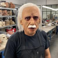 China Short White Hair Old Man Latex Full Head Mask with White Mustache, Realistic Wrinkles, Detailed Skin Texture, Visible Eye Openings for Halloween Party Cosplay Costume for sale
