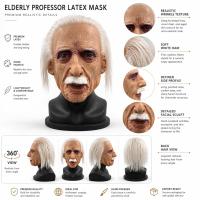China Short White Hair Old Man Latex Full Head Mask with White Mustache, Realistic Wrinkles, Detailed Skin Texture, Visible Eye Openings for Halloween Party Cosplay Costume for sale