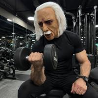 China Short White Hair Old Man Latex Full Head Mask with White Mustache, Realistic Wrinkles, Detailed Skin Texture, Visible Eye Openings for Halloween Party Cosplay Costume for sale