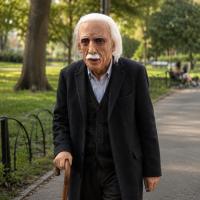 China Short White Hair Old Man Latex Full Head Mask with White Mustache, Realistic Wrinkles, Detailed Skin Texture, Visible Eye Openings for Halloween Party Cosplay Costume for sale