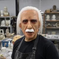 China Short White Hair Old Man Latex Full Head Mask with White Mustache, Realistic Wrinkles, Detailed Skin Texture, Visible Eye Openings for Halloween Party Cosplay Costume for sale