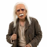 China Long White Hair Old Man Latex Full Head Mask with White Mustache, Realistic Wrinkles, Aged Skin Texture and Visible Eye Openings for Halloween Party Cosplay Costume Photo Video Props for sale