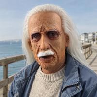 China Long White Hair Old Man Latex Full Head Mask with White Mustache, Realistic Wrinkles, Aged Skin Texture and Visible Eye Openings for Halloween Party Cosplay Costume Photo Video Props for sale