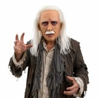 China Long White Hair Old Man Latex Full Head Mask with White Mustache, Realistic Wrinkles, Aged Skin Texture and Visible Eye Openings for Halloween Party Cosplay Costume Photo Video Props for sale