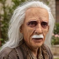 China Long White Hair Old Man Latex Full Head Mask with White Mustache, Realistic Wrinkles, Aged Skin Texture and Visible Eye Openings for Halloween Party Cosplay Costume Photo Video Props for sale