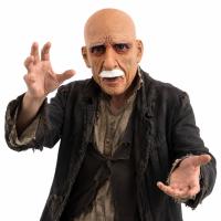 China Bald Old Man Latex Full Head Mask with White Mustache, Realistic Wrinkles, Aged Skin Texture, Detailed Ear Shape and Visible Eye Openings for Halloween Party Cosplay Costume for sale