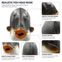 China Realistic Grass Carp Latex Full Head Mask, Fish Character Costume with Scaled Texture, Orange Lips, Side Fin Detail and Full Head Design for Halloween Party Cosplay Photo Video Props for sale