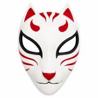 China Premium Resin Kitsune Fox Mask - Authentic Japanese Anime Cosplay Half Face Mask for Men & Women. Traditional Kabuki Costume Accessory with Foam Padding & Adjustable Buckle Strap for Halloween Party for sale